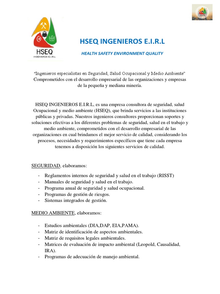 Presentacion Hseq Ingenieros Pdf Seguridad Y Salud Ocupacional
