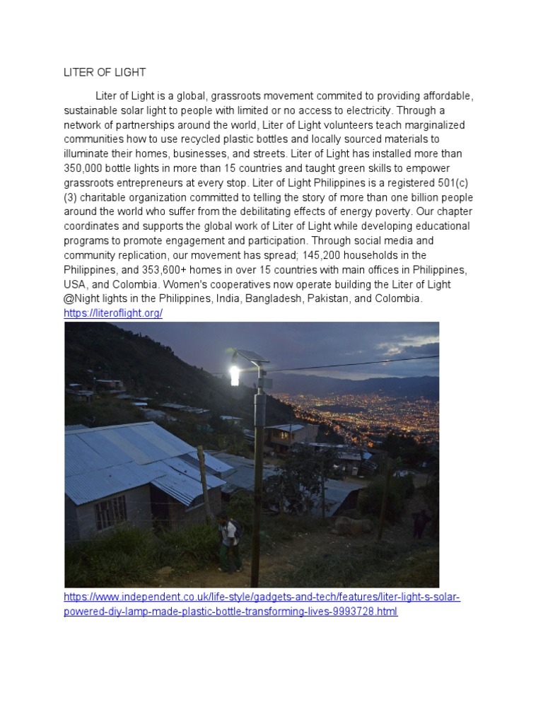 Liter of Light | PDF | Economies | Nature