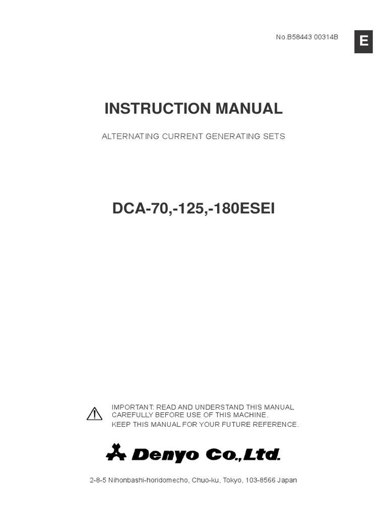 Denyo DCA Series Instruction Manual | PDF | Relay | Switch