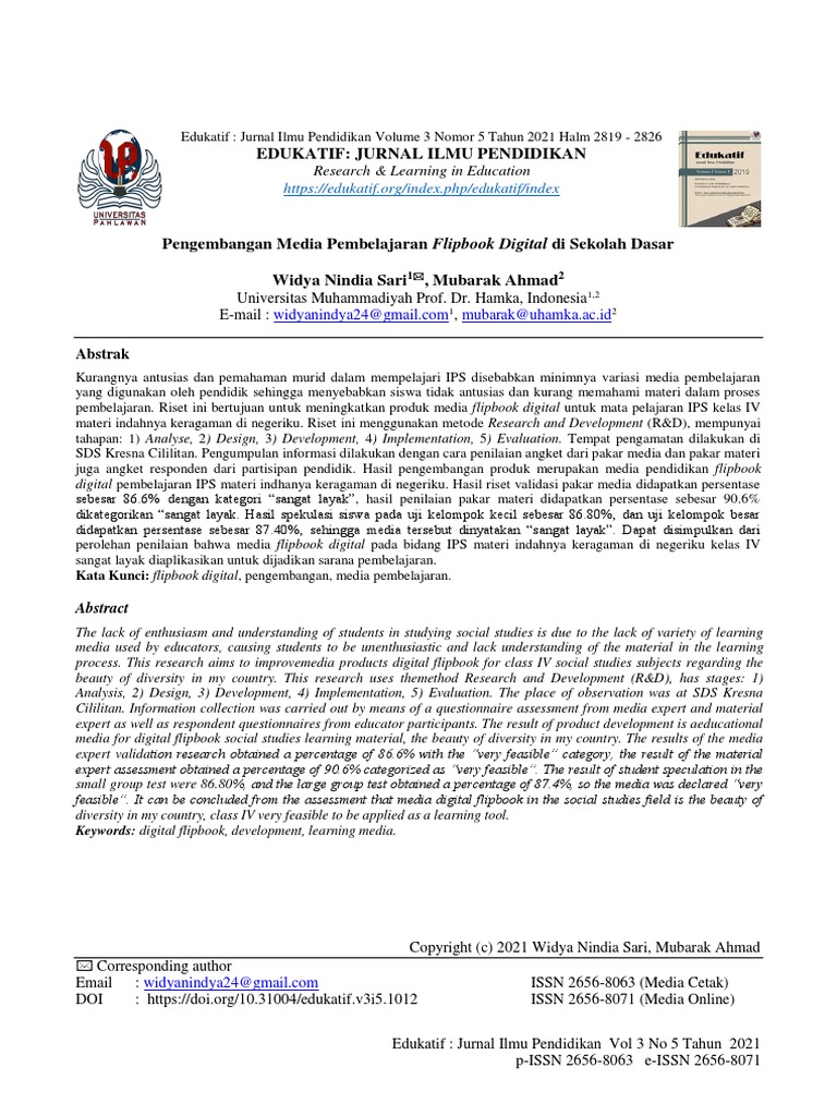 Pengembangan Media Pembelajaran Flipbook Digital Di Sekolah Dasar | PDF