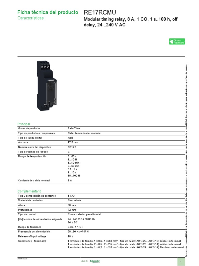 Zelio Time - RE17RCMU | PDF | Electromagnetismo | Electricidad