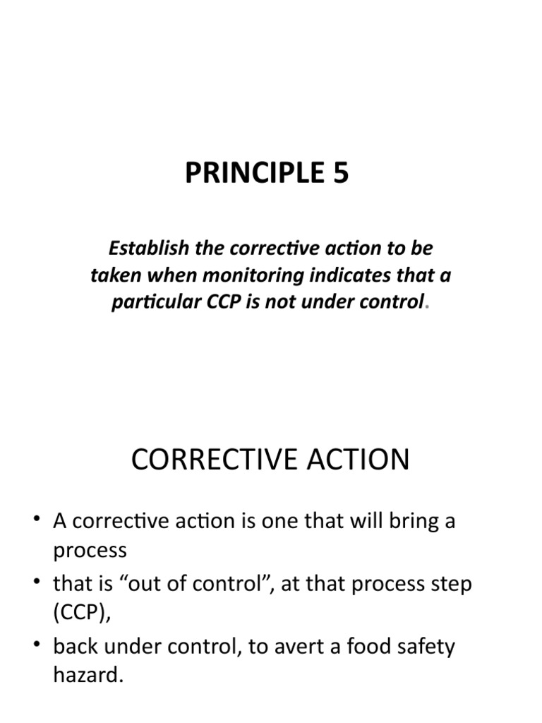 Corrective Actions for CCP Control | PDF