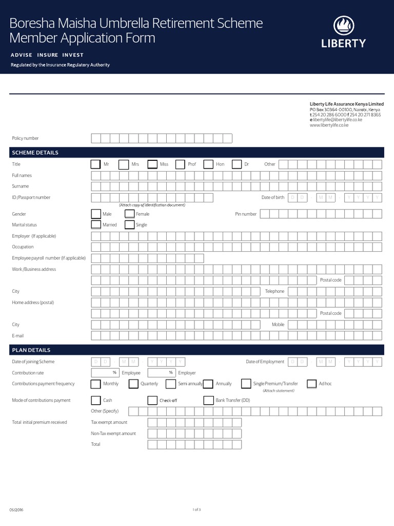 BM Umbrella Retirement Scheme Member Application Form-E | PDF | Life ...