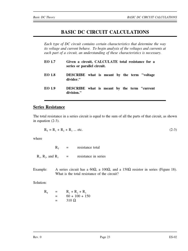 Basic DC Circuit Calculations | PDF | Electrical Network | Series And ...
