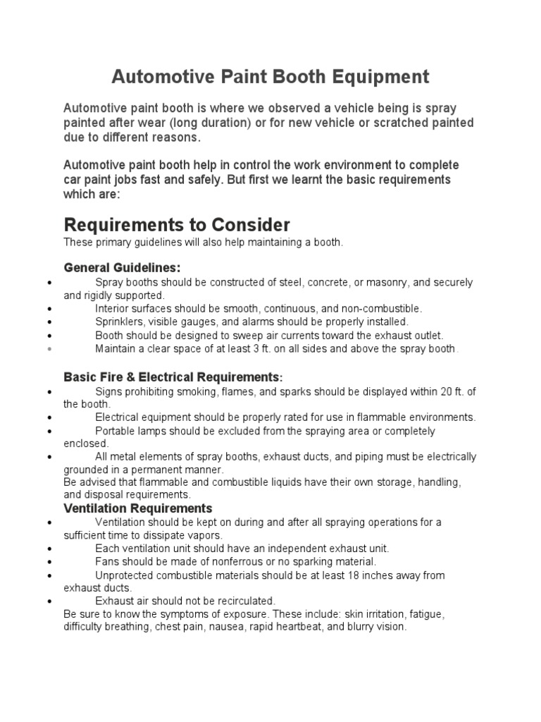 Automotive Paint Booth Safety Guidelines | PDF | Building Engineering ...