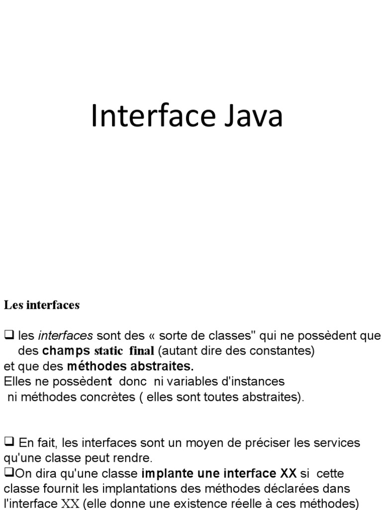 Cours POO 9 Interface | PDF | Classe (informatique) | Interface (Informatique)