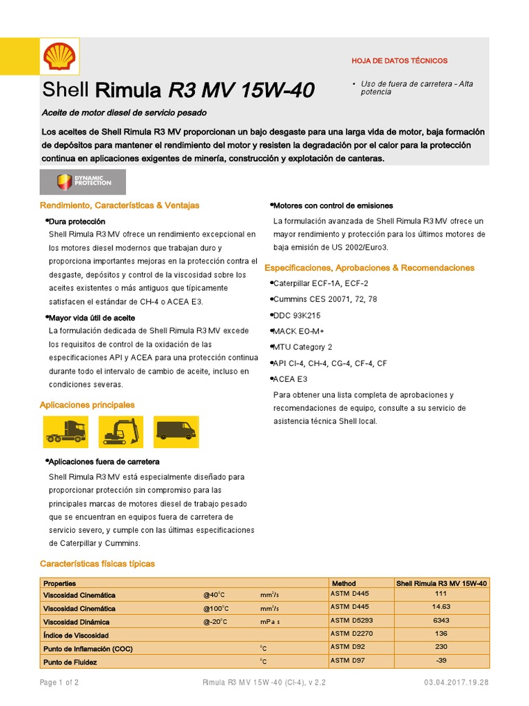 Rimula R3 MV 15W-40 | PDF