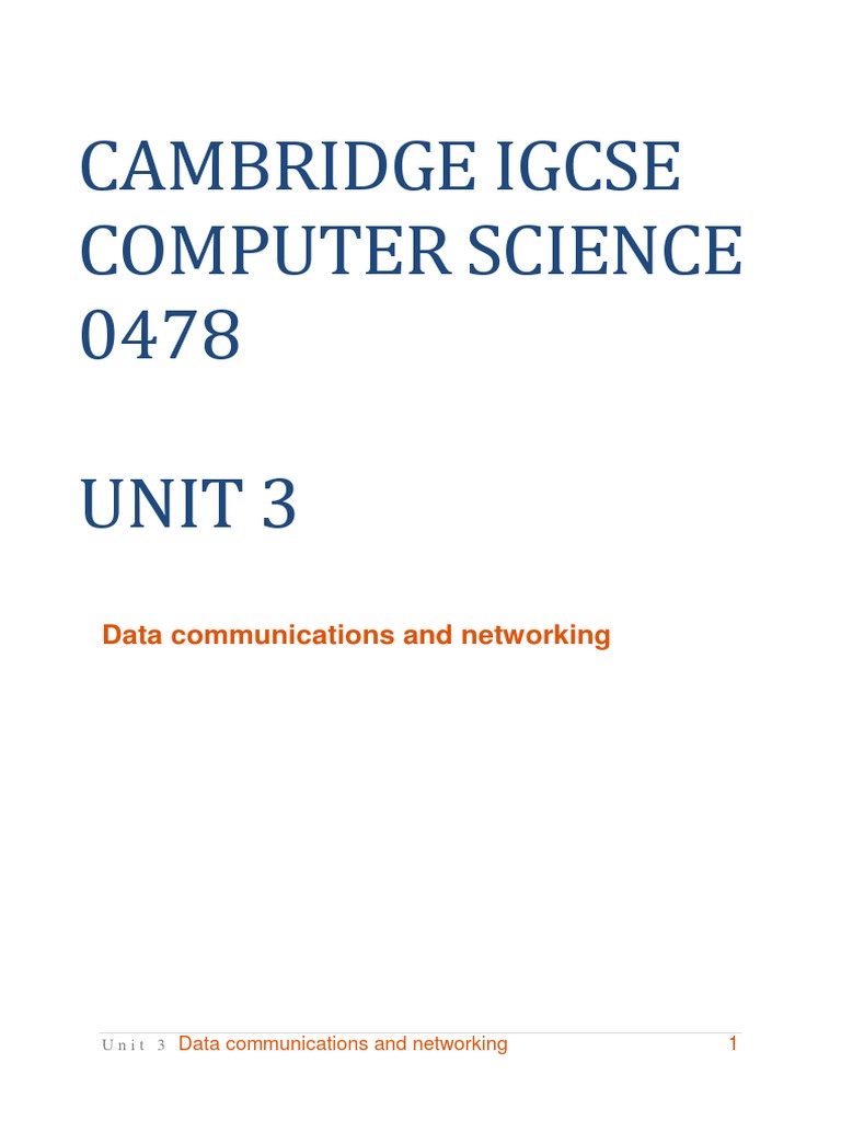 Data Communications and Networking Igcse Cs Unit 3 | PDF | Data ...