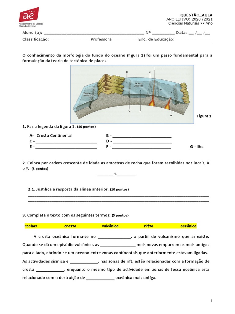 Questão Aula Tectónica | PDF | Placas tectônicas | Física Aplicada e ...