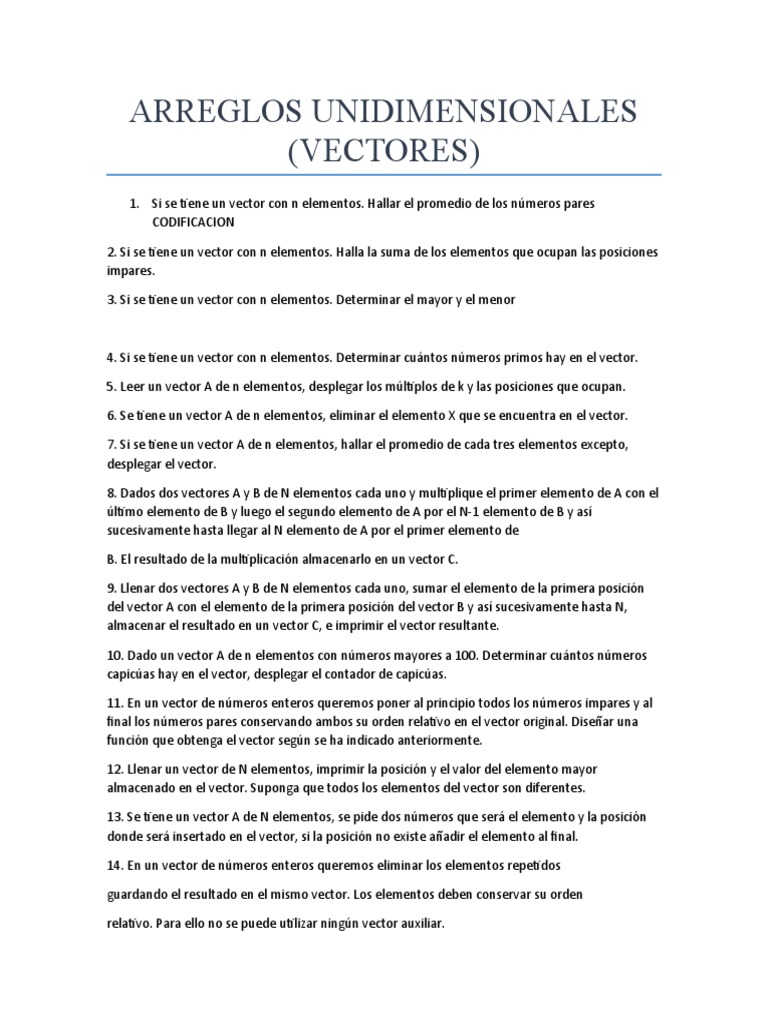 Arreglos Unidimensionales | PDF | Vector Euclidiano | Matemáticas