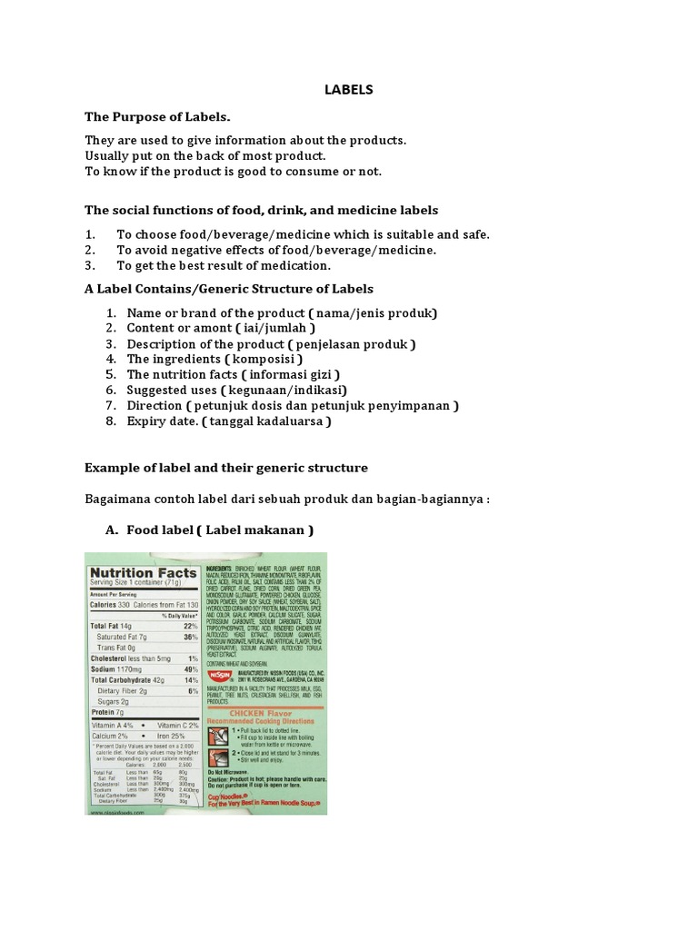 Labels & Latihan Soal | PDF | Health Sciences | Nutrition