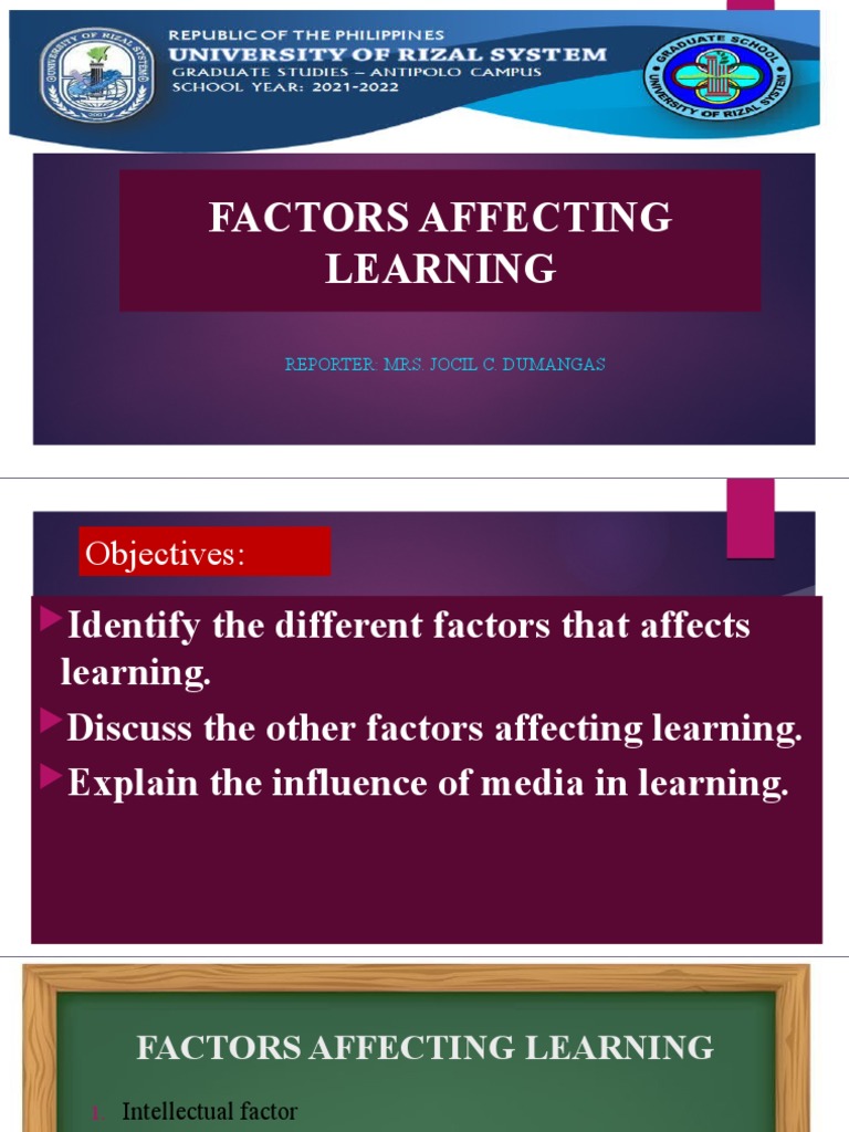 Factors Affecting Learning | PDF | Intellectual Disability | Learning