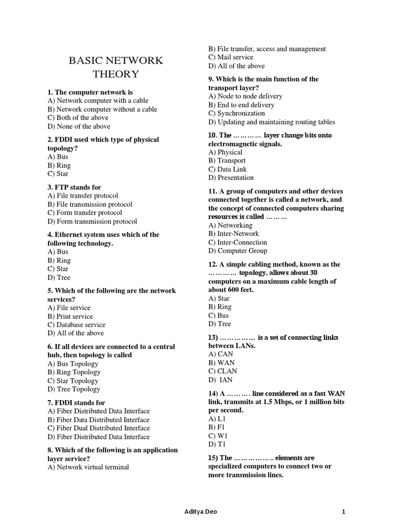 Basic Network Theory | PDF | Internet Protocol Suite | Computer Network