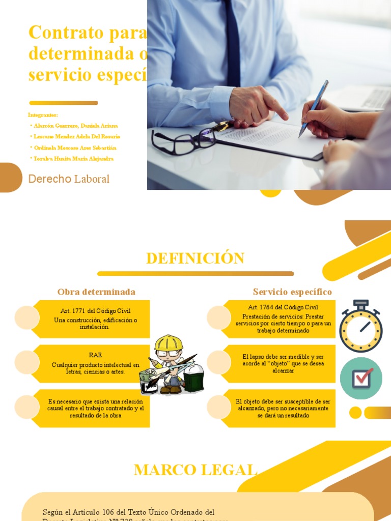 Contrato para Obra Determinada o Servicio Específico | PDF | Derecho ...