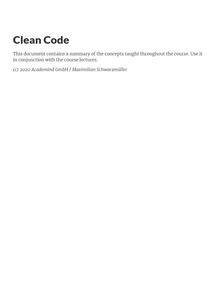 Clean Code Summary | PDF | Class (Computer Programming) | Method ...