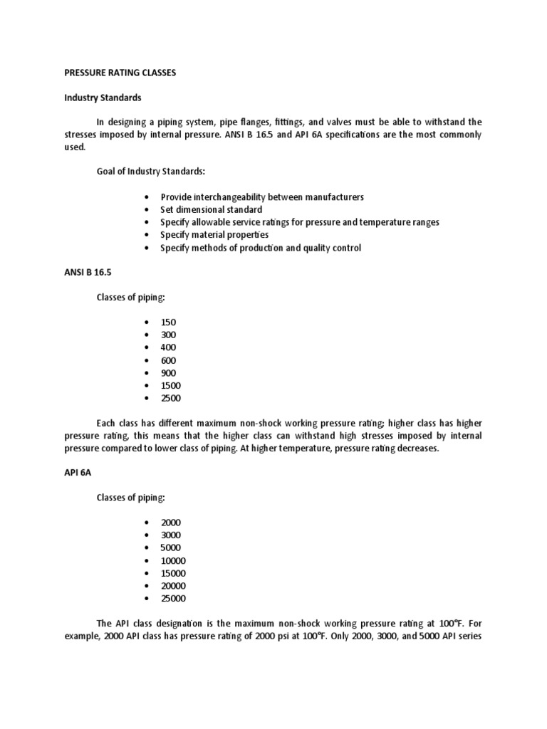 Pressure Rating Classes | Download Free PDF | Pipe (Fluid Conveyance ...