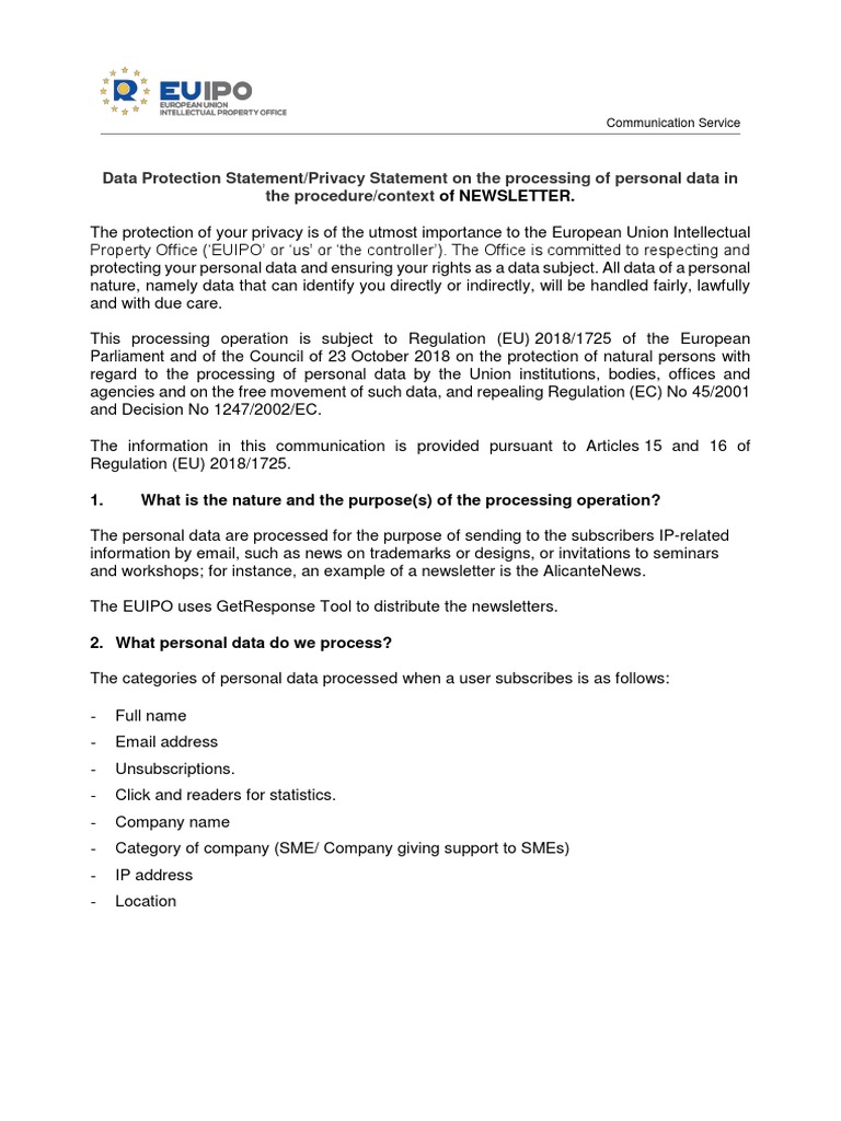 Data Protection Statement | PDF | Information | Information Privacy