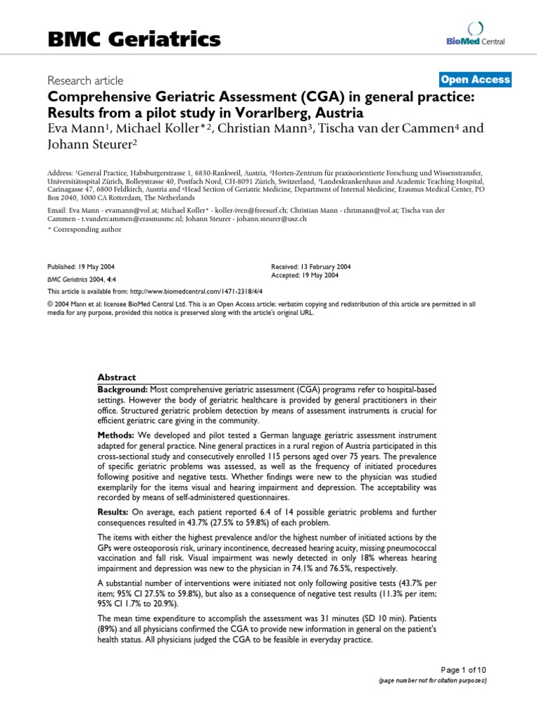 Comprehensive Geriatric Assessment (Article) - 1 | PDF | General ...