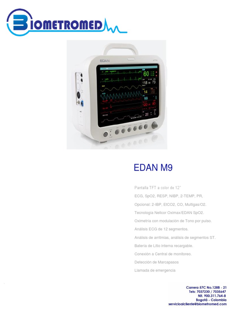 Ficha Tecnica EDAN M9 | PDF | Presión sanguínea | Fisiología Cardiovascular