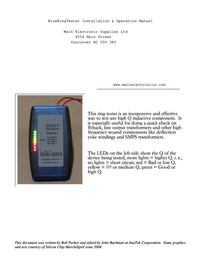 Blue Ring Tester | PDF | Inductor | Printed Circuit Board