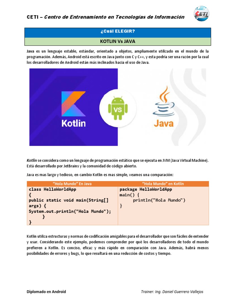 Sesion1 - Java o Kotlin | PDF | Java (lenguaje de programación) | Android (sistema operativo)
