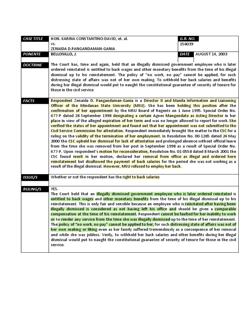 #58. Constantino-David v. Pangandaman-Gania | PDF | Employment | Salary