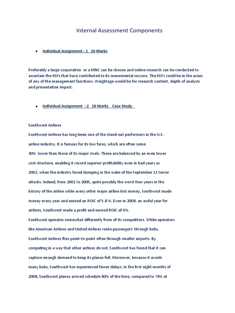 POM Internal Assessment Components | Download Free PDF | Airlines | Airline Hub