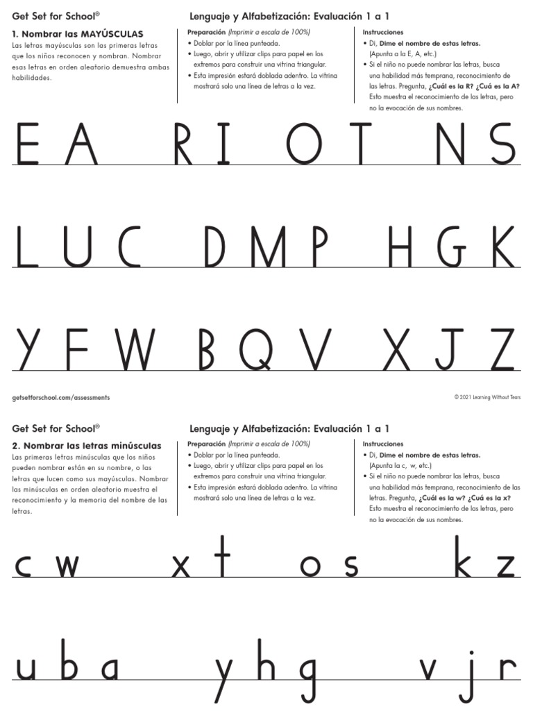 Evaluacion Pre K Lenguaje y Alfabetizacion | PDF | Lingüística ...