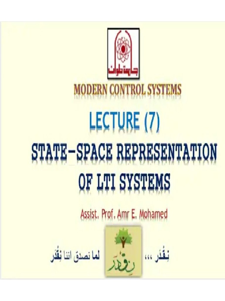 Lecture7 State Space Representation | PDF