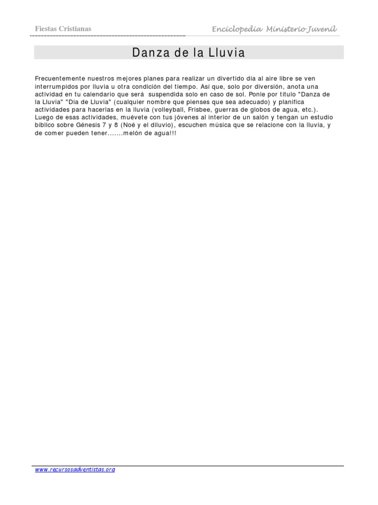 Actividades Juveniles en Días de Lluvia | PDF