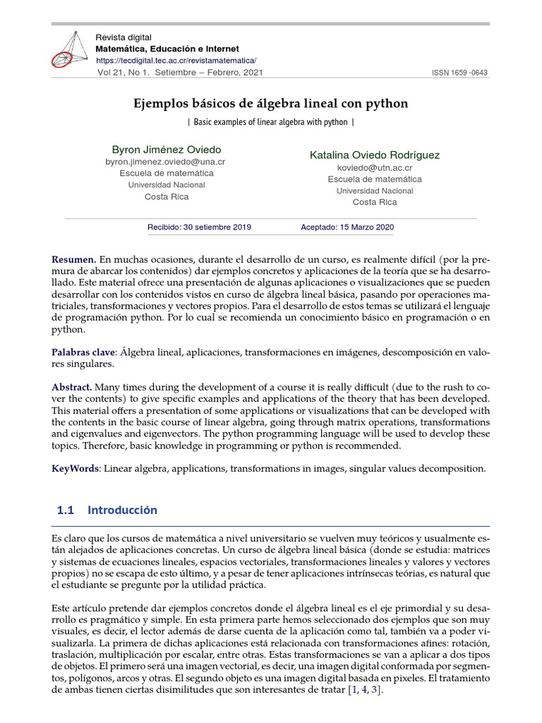 Transformación de imagenes con python | PDF | Matriz (Matemáticas ...