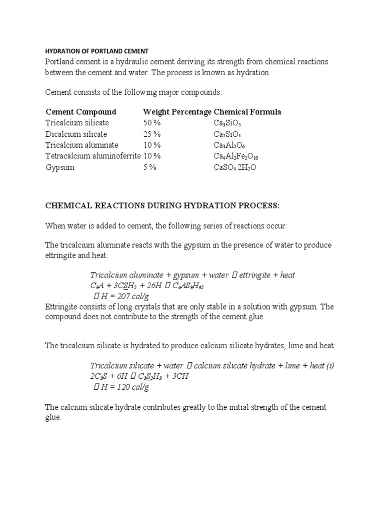 Hydration of Portland Cement | PDF | Cement | Silicate