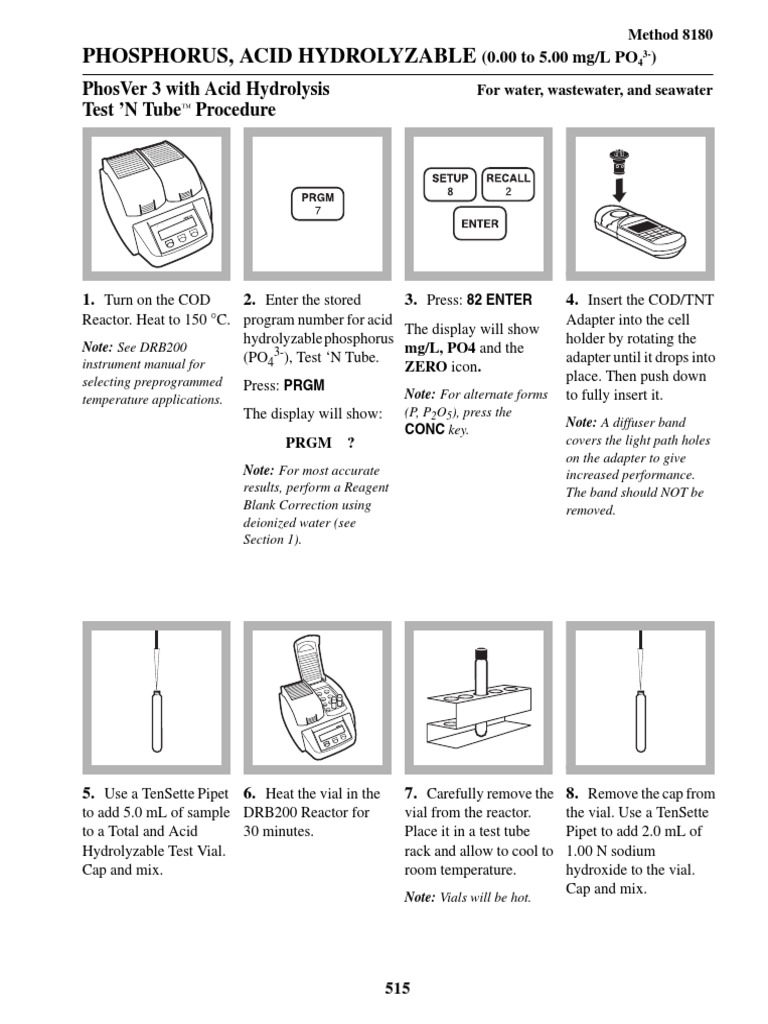 Phosphorus, Acid Hydrolyzable, TNT, Method 8180, 02-2009, 9th Ed | PDF | Phosphate | Magnesium