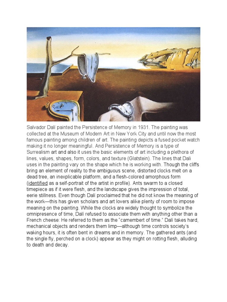 Salvador Dalí Painted The Persistence of Memory | PDF