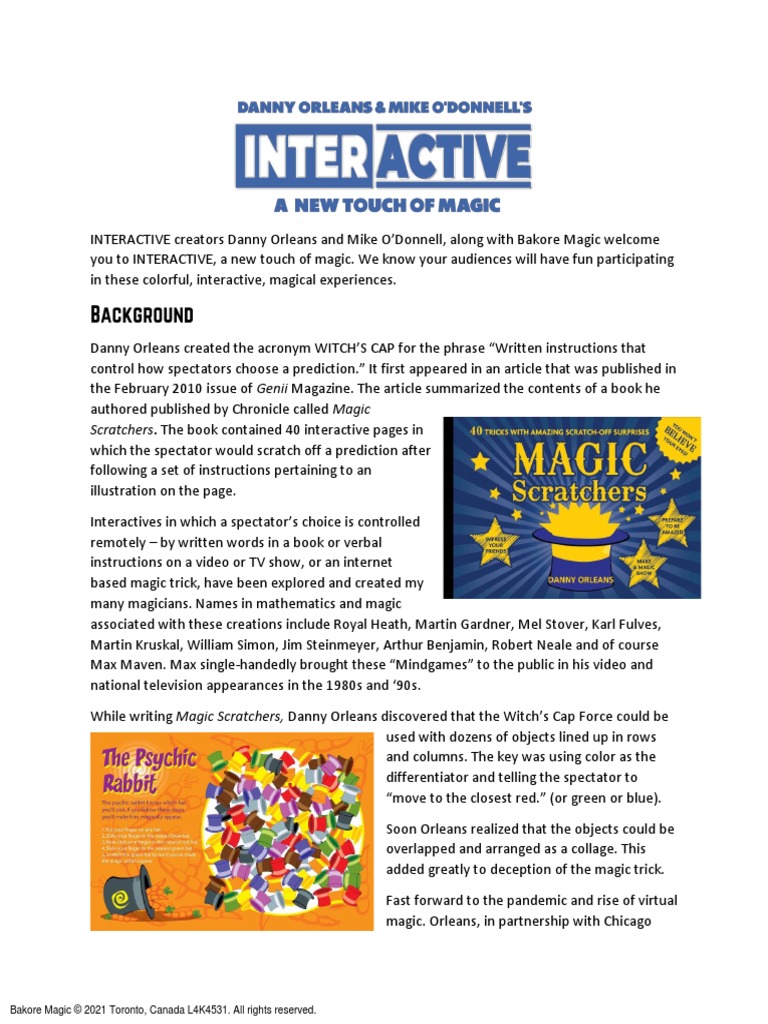 Scratchers. The Book Contained 40 Interactive Pages In: Bakore Magic © 2021 Toronto, Canada ...