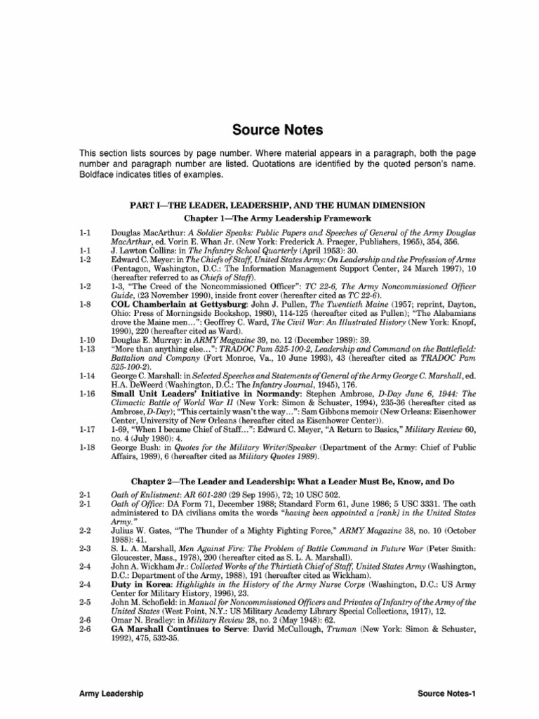 Army Leadership Source Notes | PDF | United States Armed Forces ...