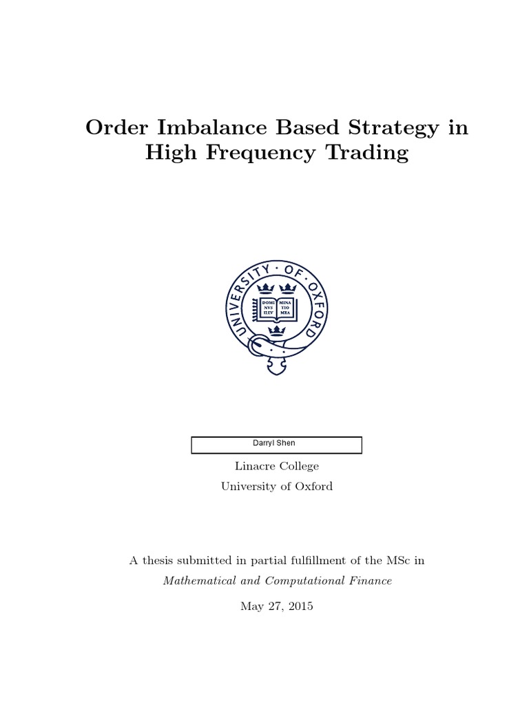 Order Imbalance Strategy | PDF | Stationary Process | High Frequency ...