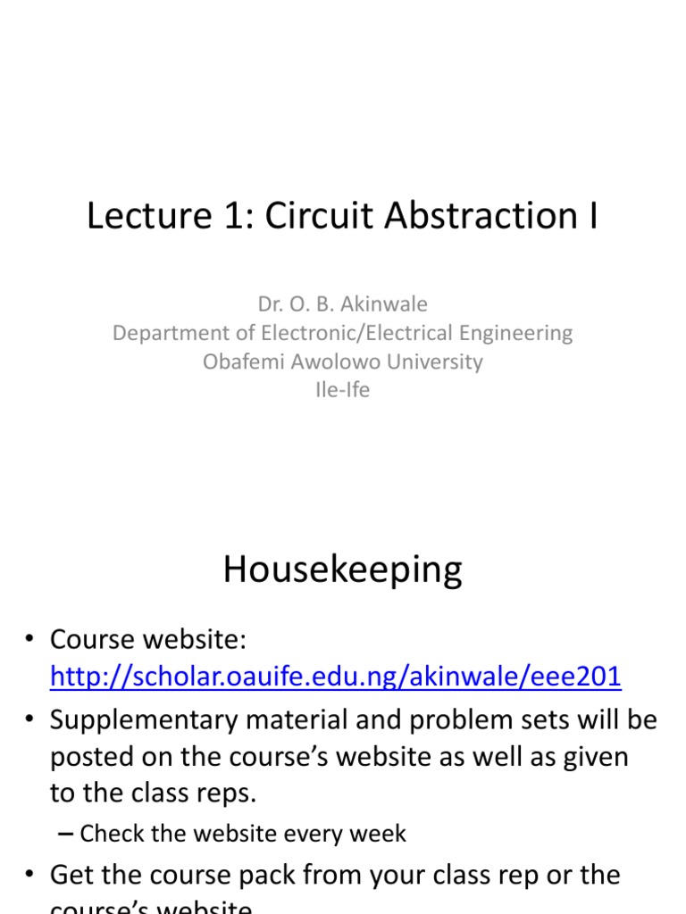 Eee 201 Lecture 1 0 | PDF | Electrical Network | Electrical Engineering