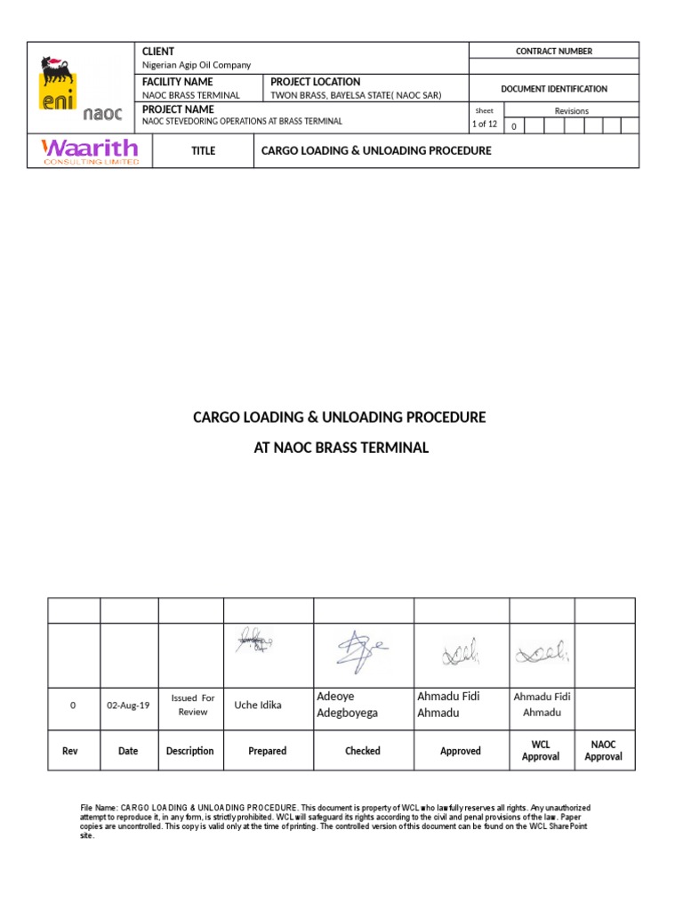 Waarith Cargo Loading & Offloading Procedure | PDF | Stevedore ...