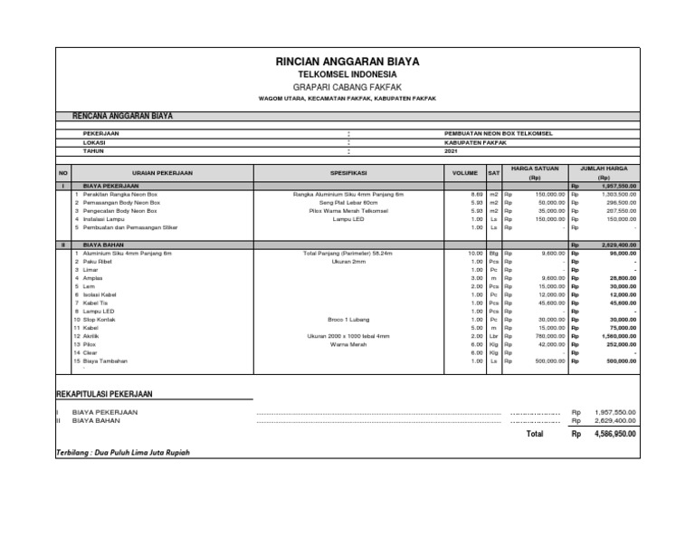 Rab Pembuatan Neon Box | PDF