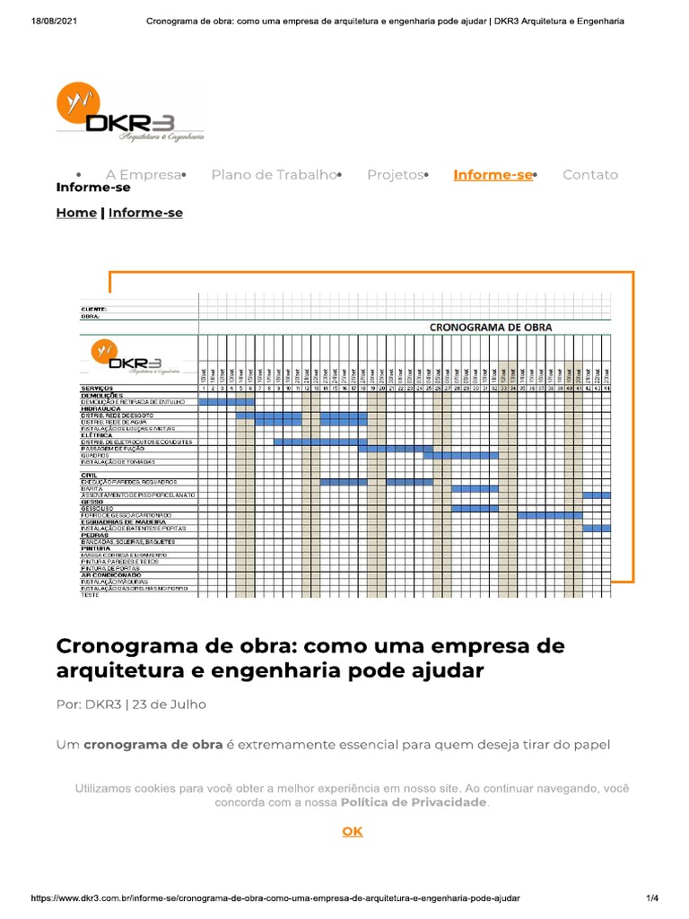 Cronograma de Uma Obra | PDF