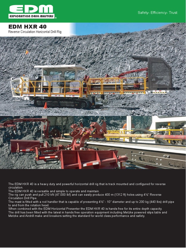 Edm HXR 40: Reverse Circulation Horizontal Drill Rig | PDF | Drilling ...