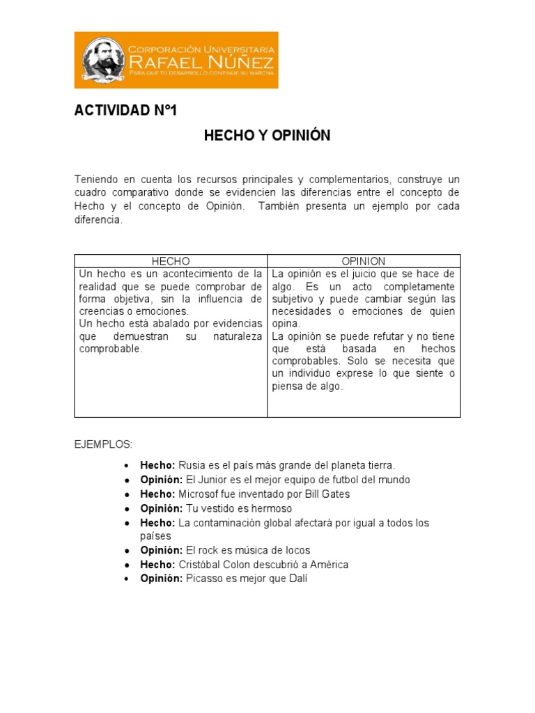 Hecho y Opinión | PDF | Filosofía | Relaciones personales, crianza y ...