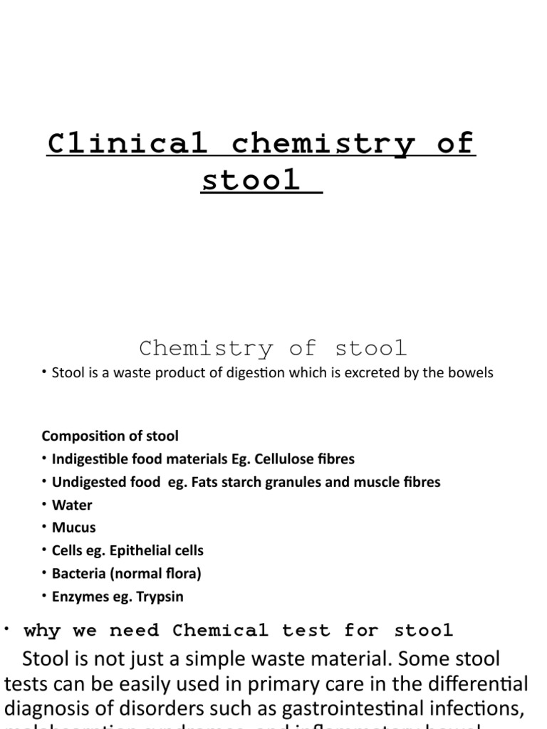 Clinical Chemistry of Stool | PDF | Human Feces | Gastrointestinal Tract
