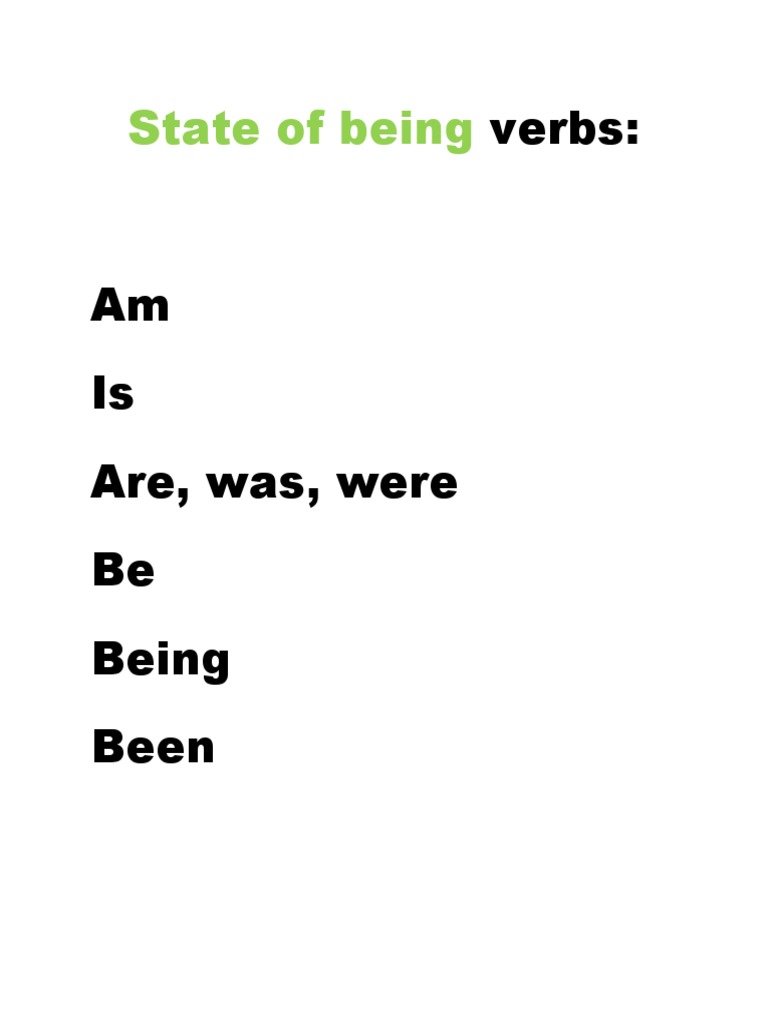 State of Being Verbs List | PDF