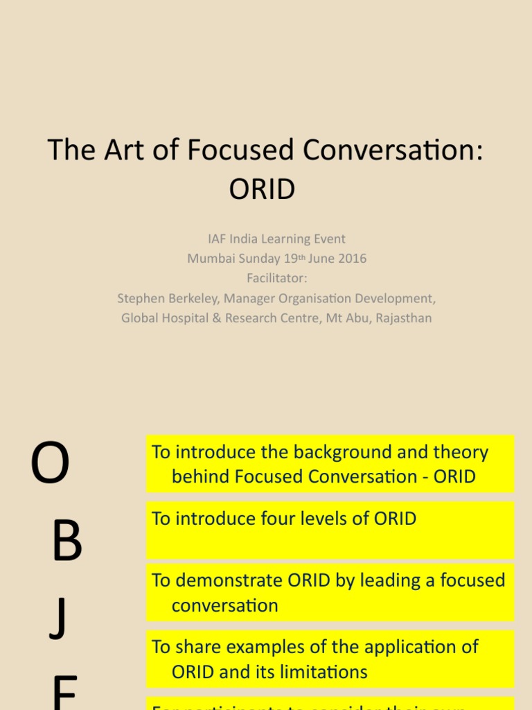 The Art of Focused Conversation: Orid | PDF | Perception | Experience