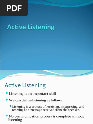 Active Listening Skills Ppt