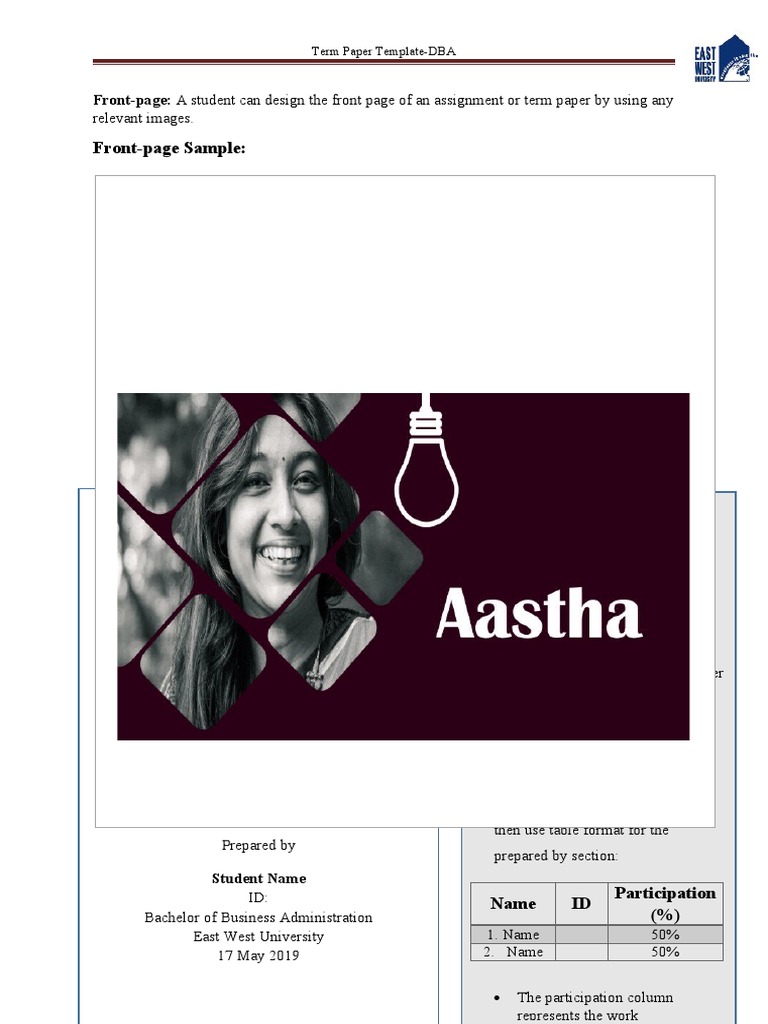 Term Paper Template - DBA - EWU | PDF | Survey Methodology | Literature ...