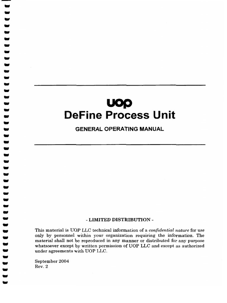 (UOP) Define Process Unit - General Operating Manual (2004 R2) | PDF