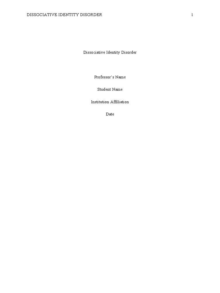 Understanding Dissociative Identity Disorder | PDF | Dissociation ...